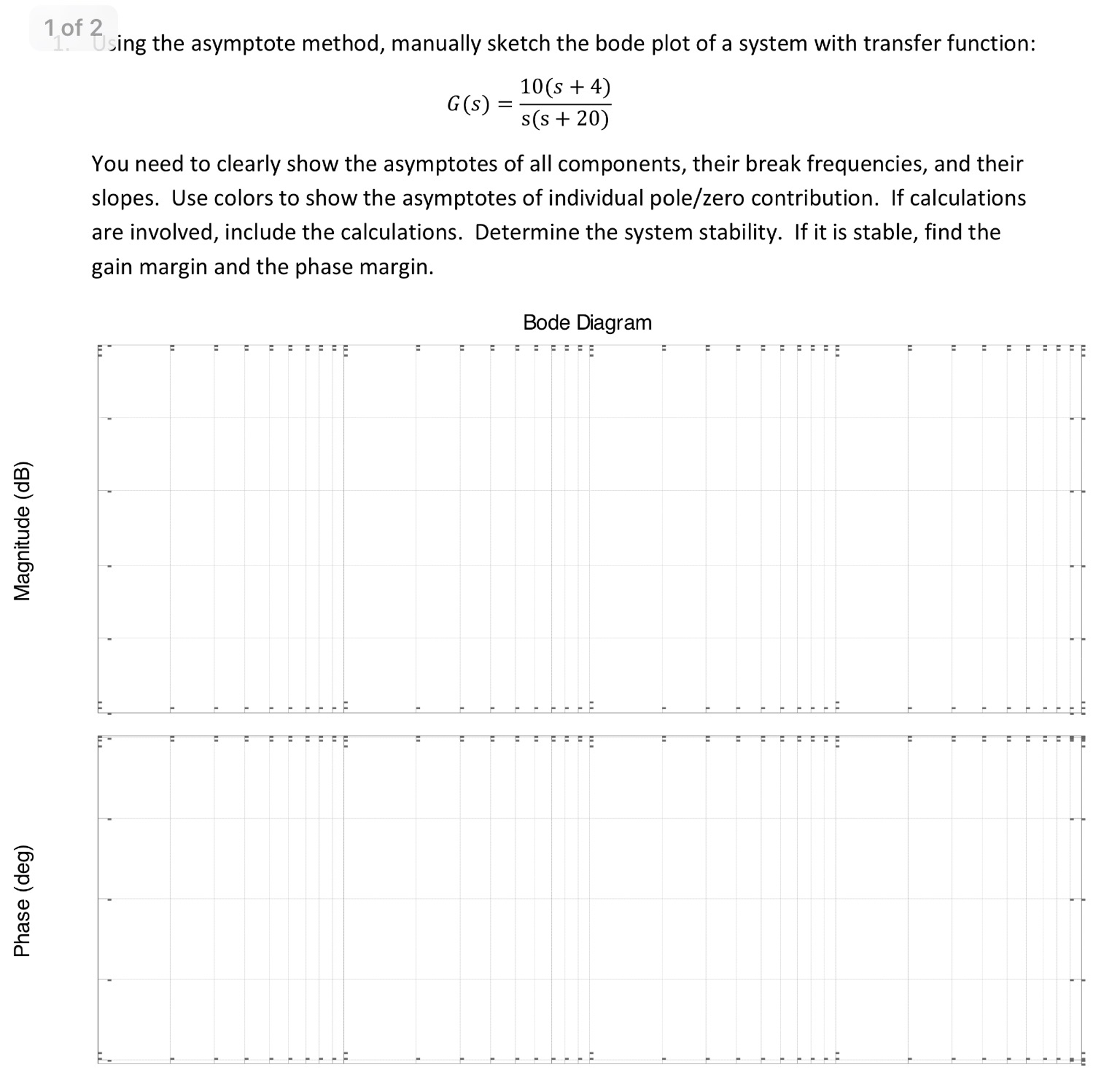 Solved Using the asymptote method, manually sketch the bode | Chegg.com