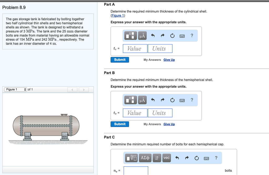 Solved Problem 8.9 The gas storage tank is fabricated by | Chegg.com