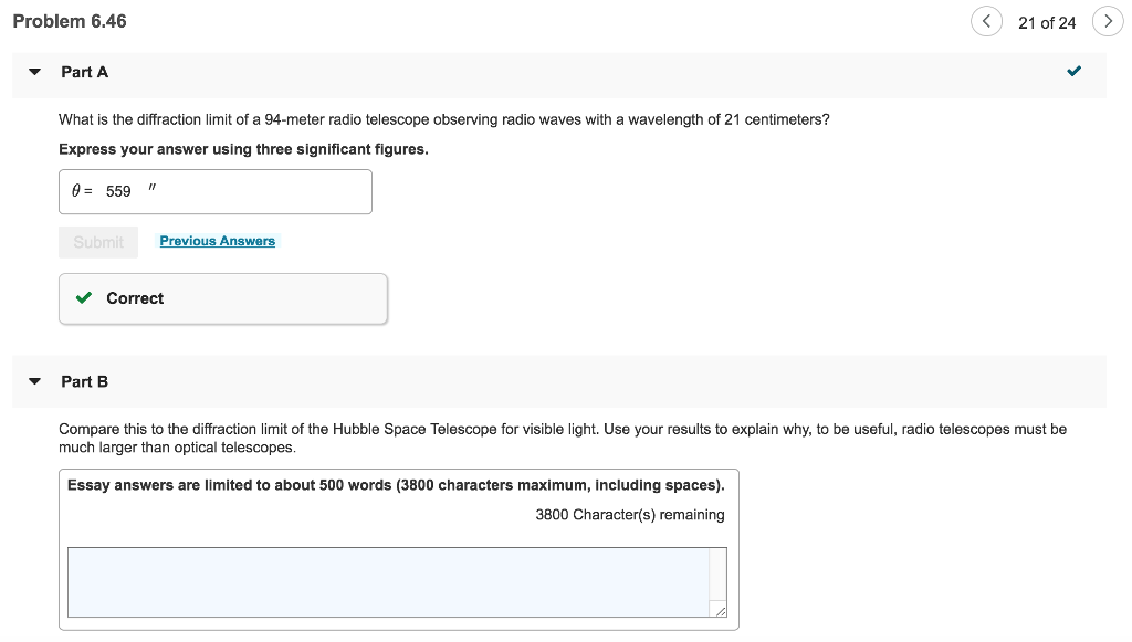 Solved Problem 6 46 210124 Part A What Is The Diffraction