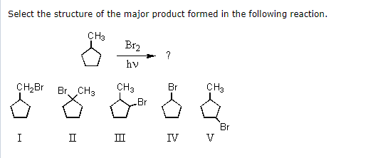 Solved Select the structure of the major product formed in | Chegg.com