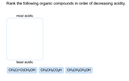 Solved Rank the following organic compounds in order of | Chegg.com