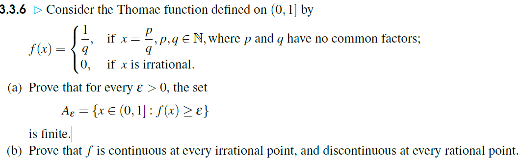 Solved Consider the Thomae function defined on (0, 1] by | Chegg.com