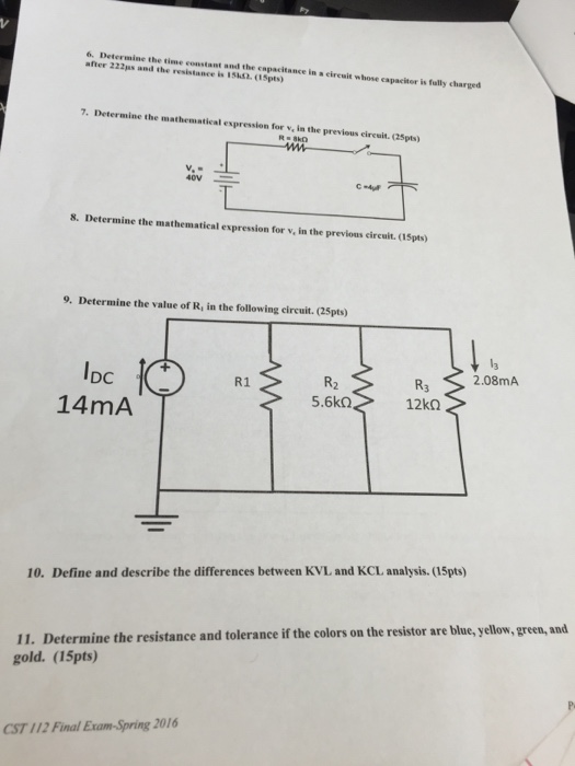 Solved Determine the time constant and capacitance in a | Chegg.com