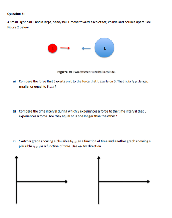 Solved Question 2: A small, light ball S and a large, heavy | Chegg.com