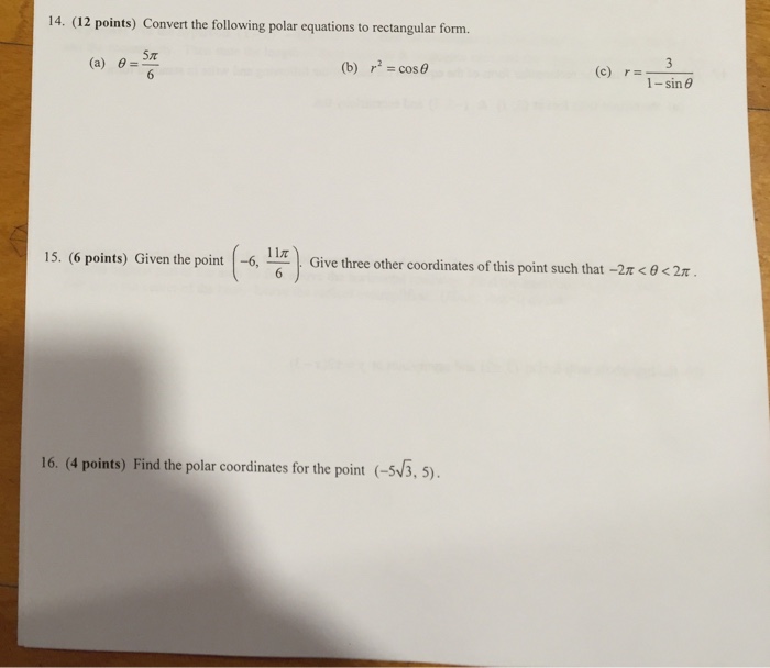 Solved Convert the following polar equations to rectangular | Chegg.com