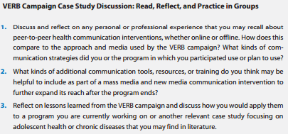 Solved BOX 15.3. CASE STUDY NEW MEDIA AND THE VERB CAMPAIGN | Chegg.com