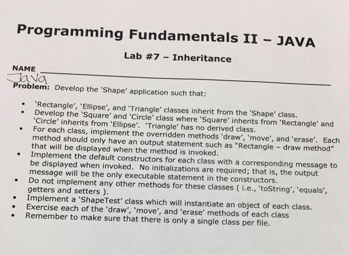 Solved Develop the 'Shape' application such that: | Chegg.com