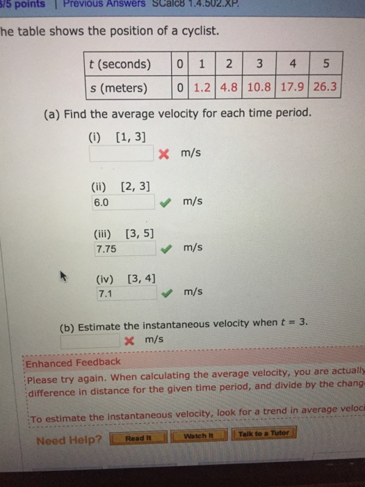 Solved Table shows the position of a cyclist. Find the | Chegg.com