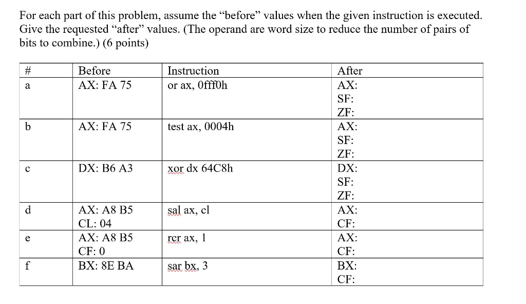 Solved For each part of this problem, assume the "before" | Chegg.com