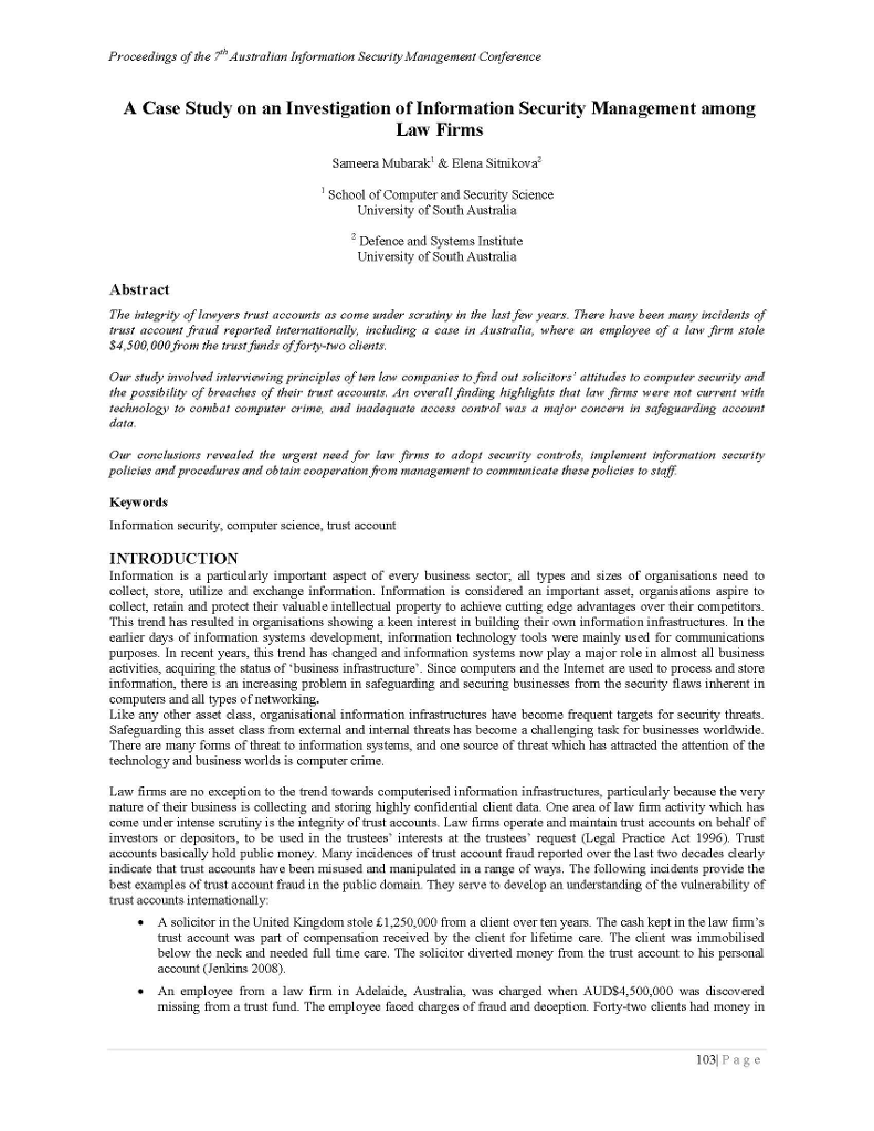 Solved CASE STUDY 3: Information Security In this case | Chegg.com