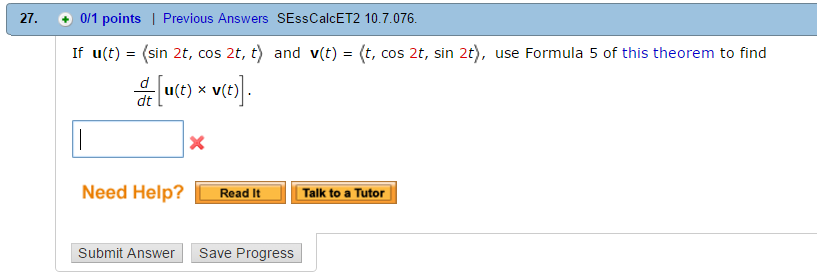 Solved If u(t) = (sin 2t, cos 2t, t) and v(t) = (t, cos 2t, | Chegg.com