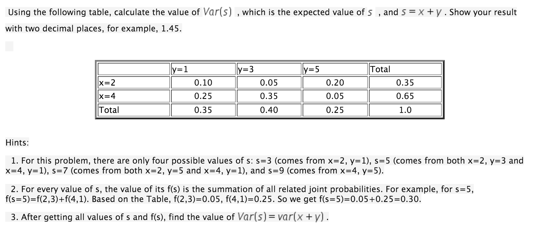 Solved Using the following table, calculate the value of | Chegg.com