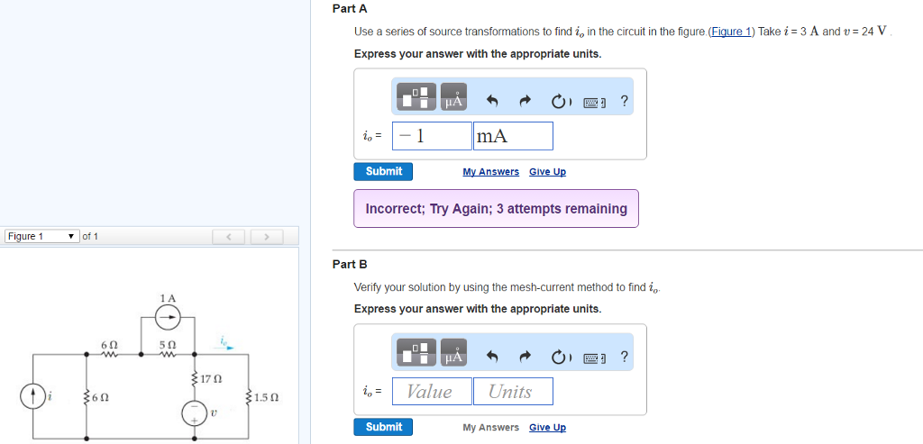 Solved Use a series of source transformations to find i_o | Chegg.com