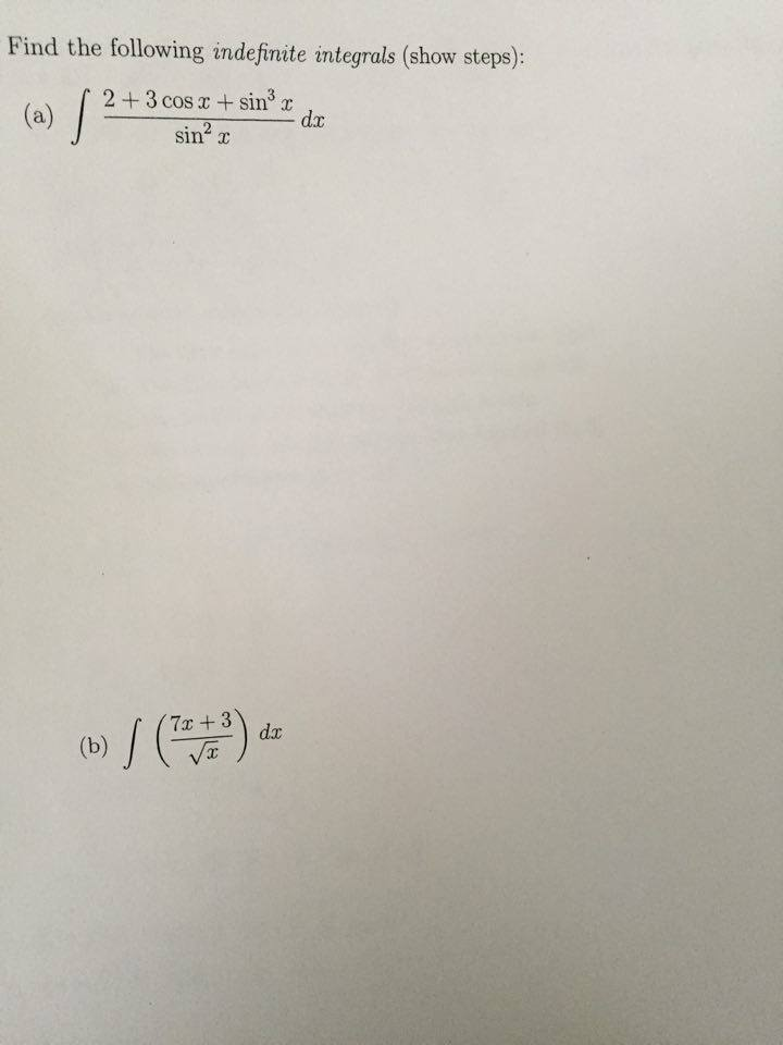 Solved Find the following indefinite integrals integral 2+3 | Chegg.com