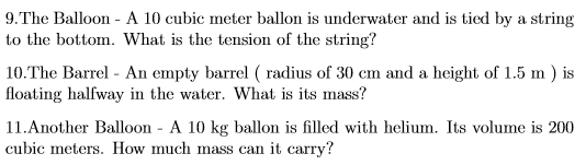 The Balloon - A 10 cubic meter ballon is underwater | Chegg.com