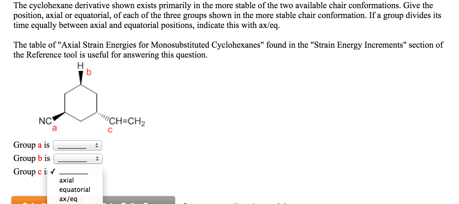 Solved The cyclohexane derivative shown exists primarily in | Chegg.com