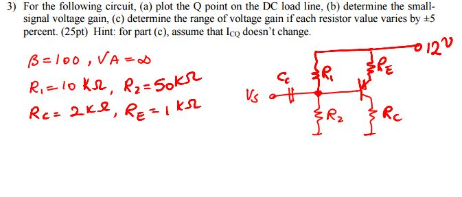 Solved For the following circuit, (a) plot the Q point on | Chegg.com