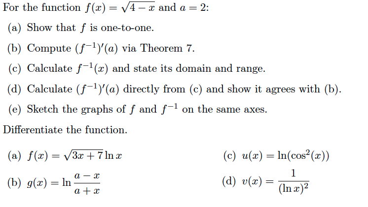 Solved For the function f(x) = root 4 ? x and a = 2: (a)Show | Chegg.com