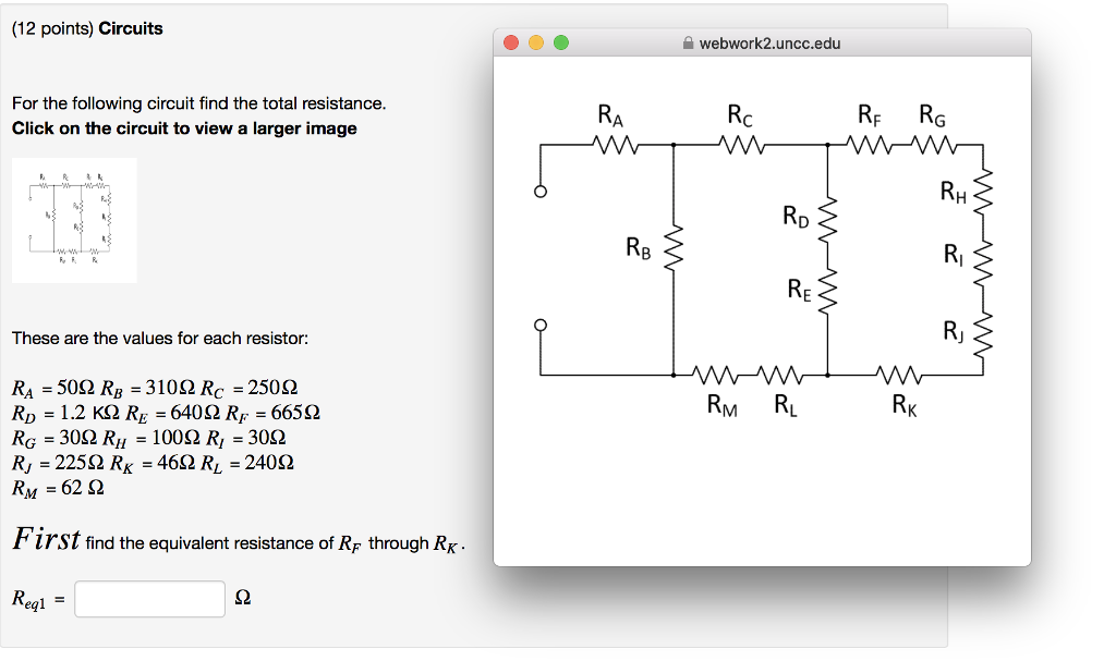 Solved (12 points) Circuits webwork2.uncc.edu For the | Chegg.com