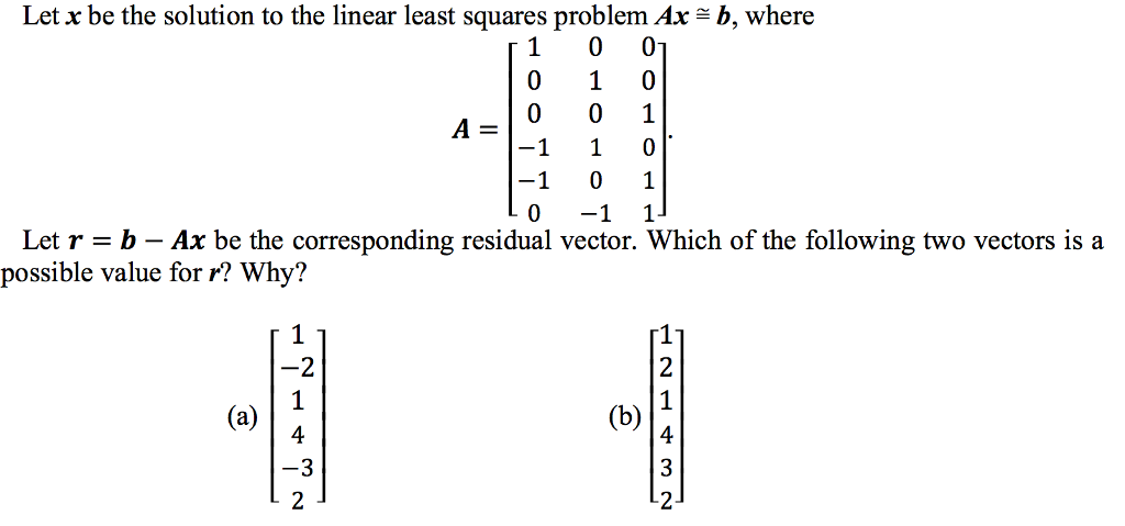 Solved Let x be the solution to the linear least squares | Chegg.com