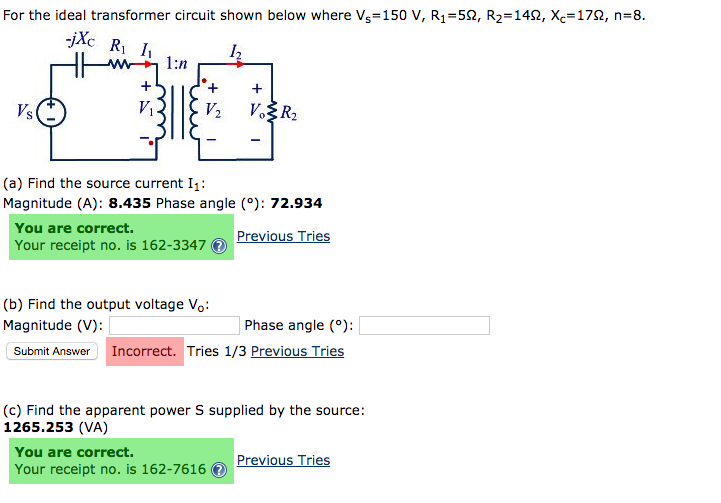 Solved For the ideal transformer circuit shown below where | Chegg.com