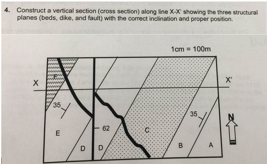 4. Construct a vertical section (cross section) along | Chegg.com