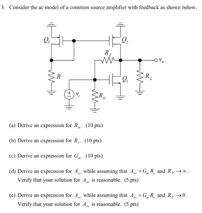 Solved Consider the ac model of a common source amplifier | Chegg.com