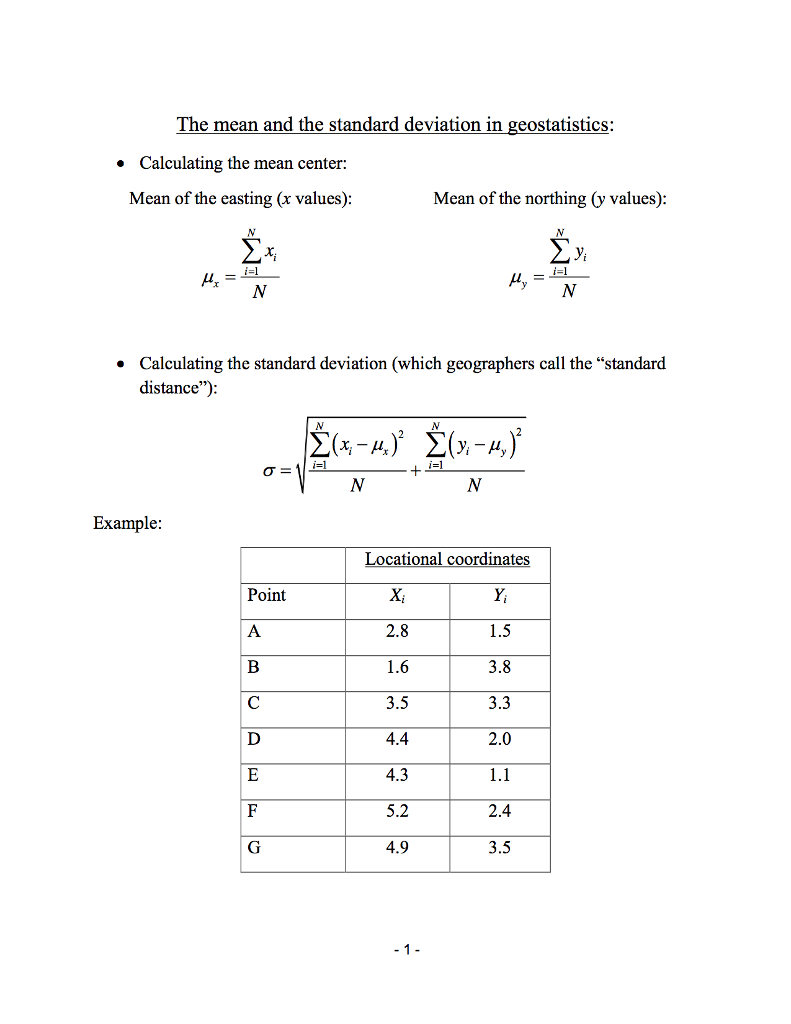Solved The mean and the standard deviation in geostatistics: | Chegg.com