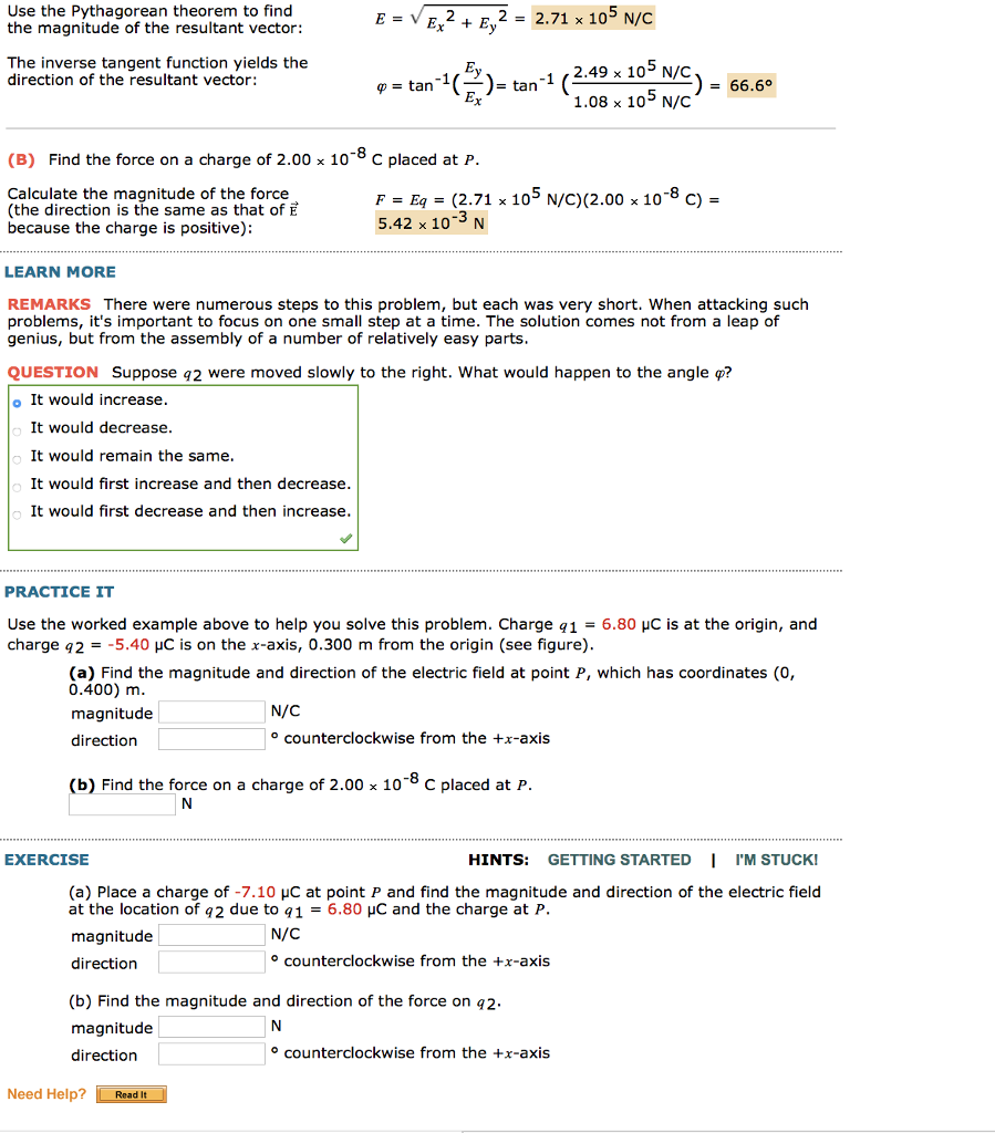 Solved EXAMPLE 15.5 Electric Field Due to Two Point Charges | Chegg.com