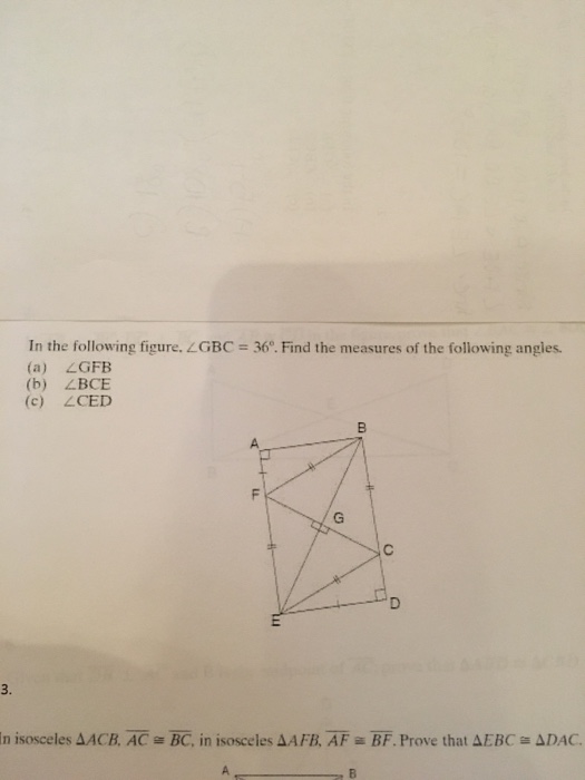 Solved In the following figure. angle GBC 36 degree. Find | Chegg.com