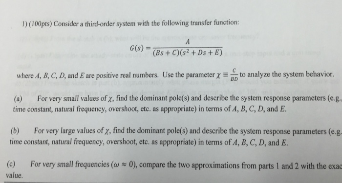 Solved Consider a third-order system with the following | Chegg.com
