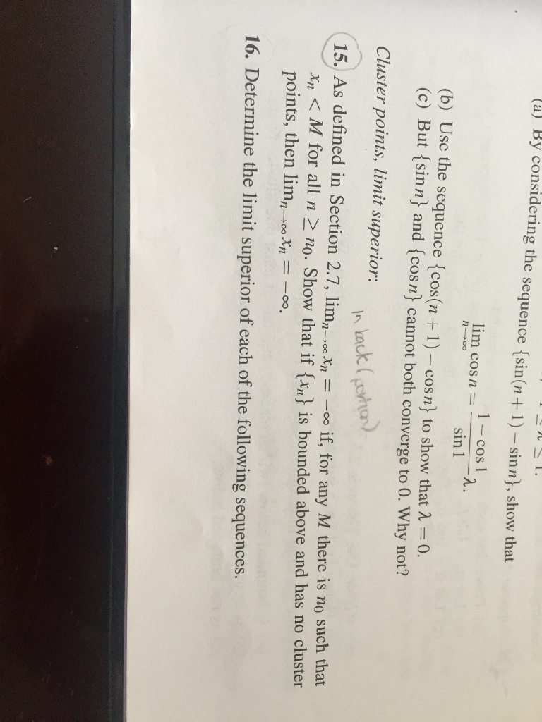 Solved a) By considering the sequence (sin(n+1) -sinn, show | Chegg.com