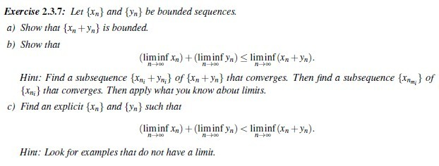 Solved Let {xn} and {yn} be bounded sequences. Show that | Chegg.com