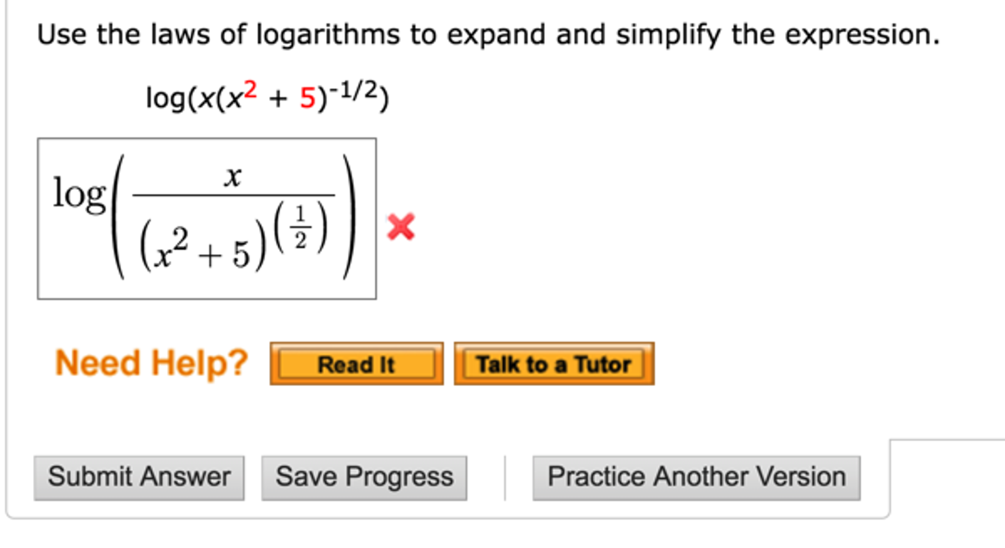 Solved Use the laws of logarithms to expand and simplify the | Chegg.com