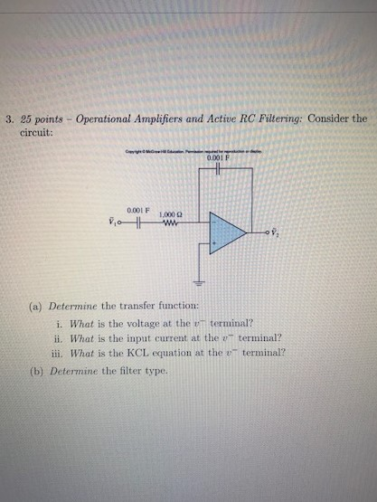 Solved 3. 25 points Operational Amplifiers and Active RC | Chegg.com