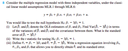 8 Consider the multiple regression model with three | Chegg.com