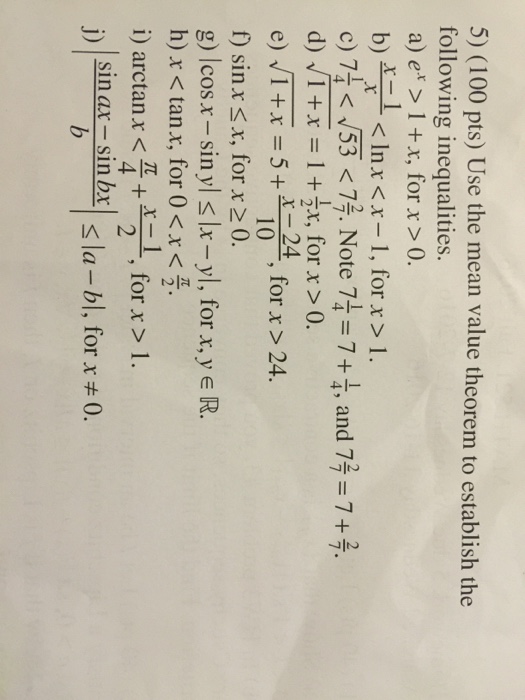 Solved Use the mean value theorem to establish the following | Chegg.com