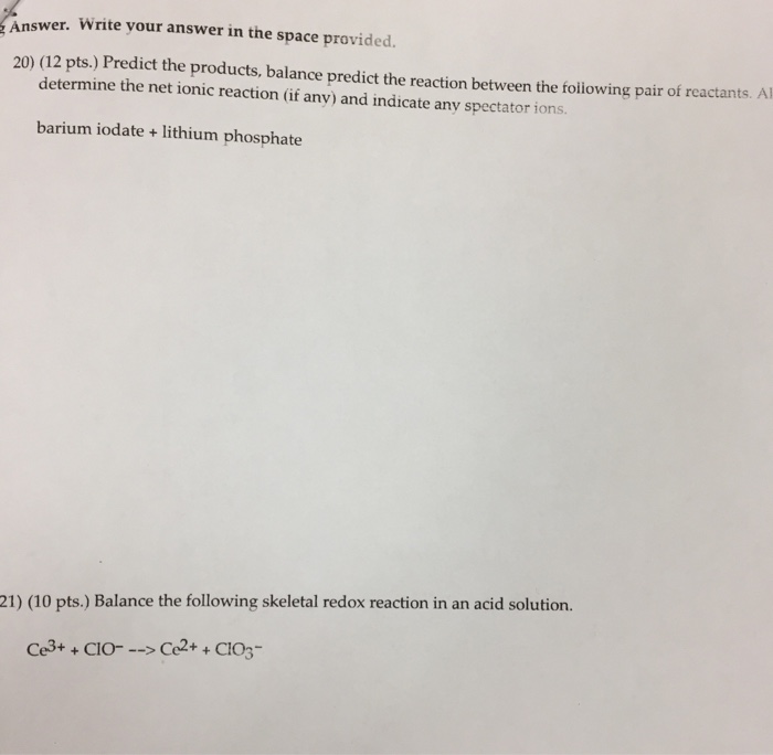 Solved Write your answer in the space provided. Predict the | Chegg.com