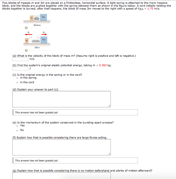 Solved Two blocks of masses m and 3m are placed on a | Chegg.com