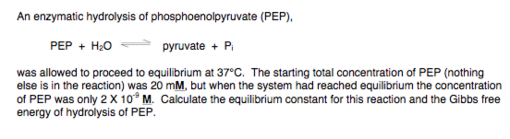 Solved An enzymatic hydrolysis of phosphoenolpyruvate (PEP) | Chegg.com