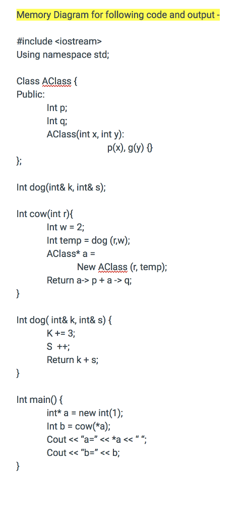 Solved I dont understand how to make this a memory diagram | Chegg.com