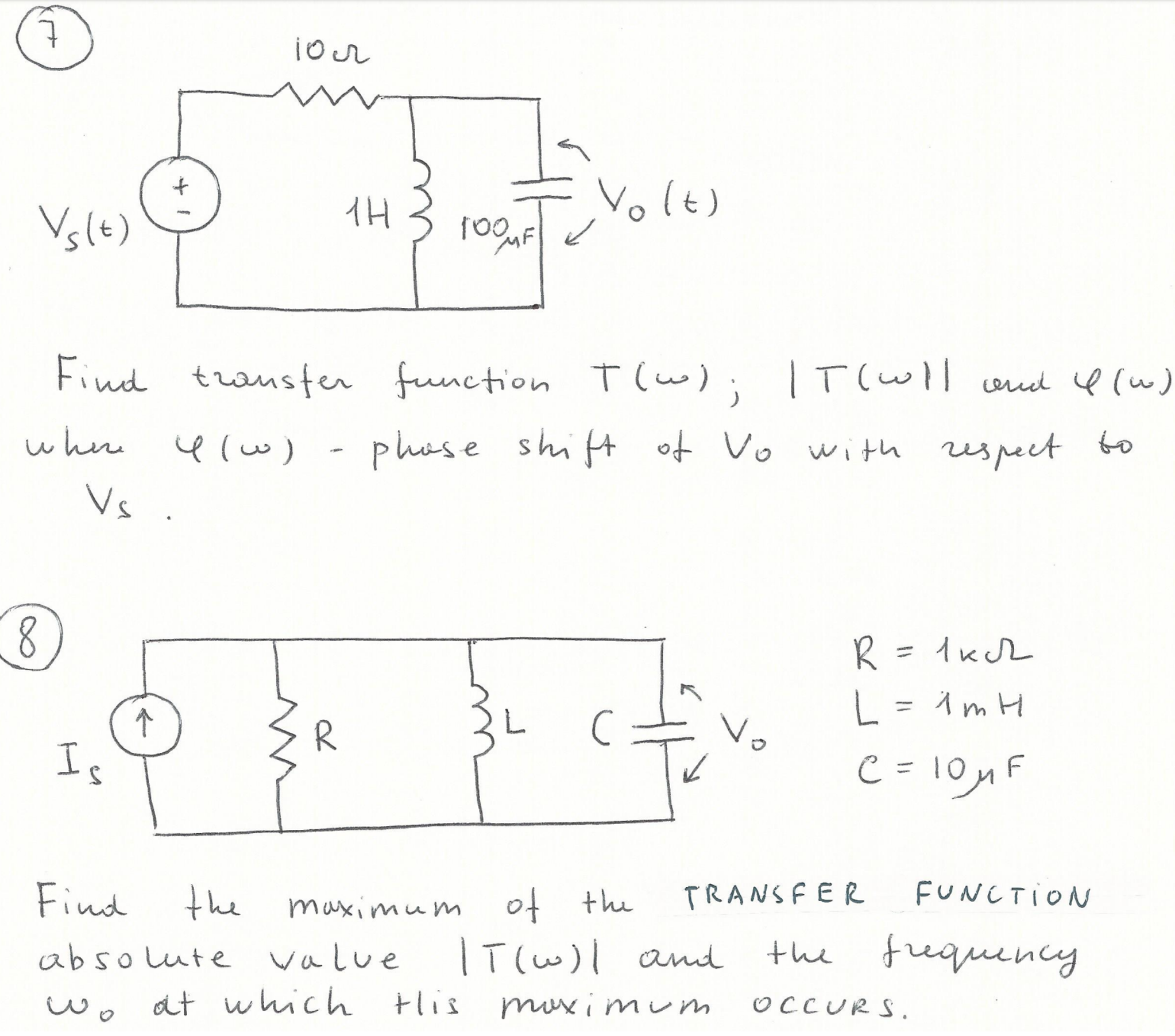 Solved Find transfer function T(omega); |T(omega)| and | Chegg.com