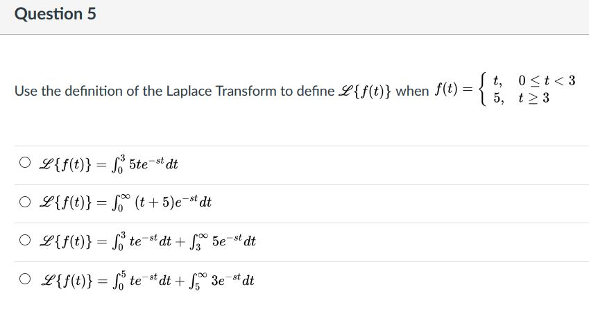 Solved Use the definition of the Laplace Transform to define | Chegg.com