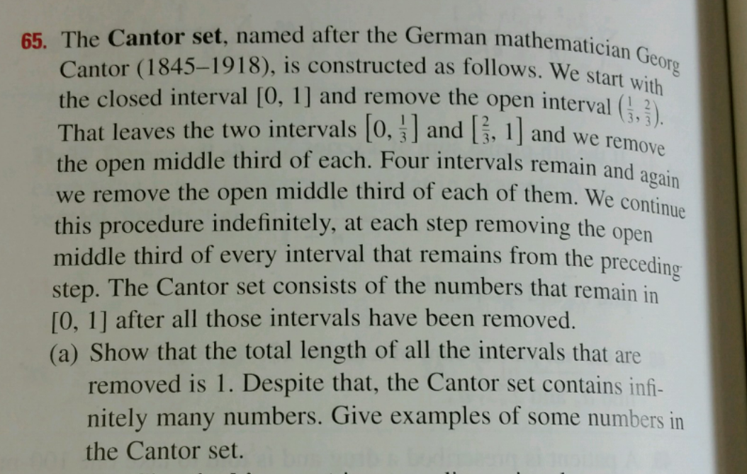 Solved The Cantor set, named after the German mathematician | Chegg.com