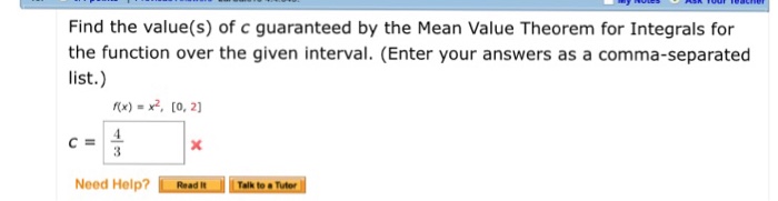 Solved Find the value(s) of c guaranteed by the Mean Value | Chegg.com