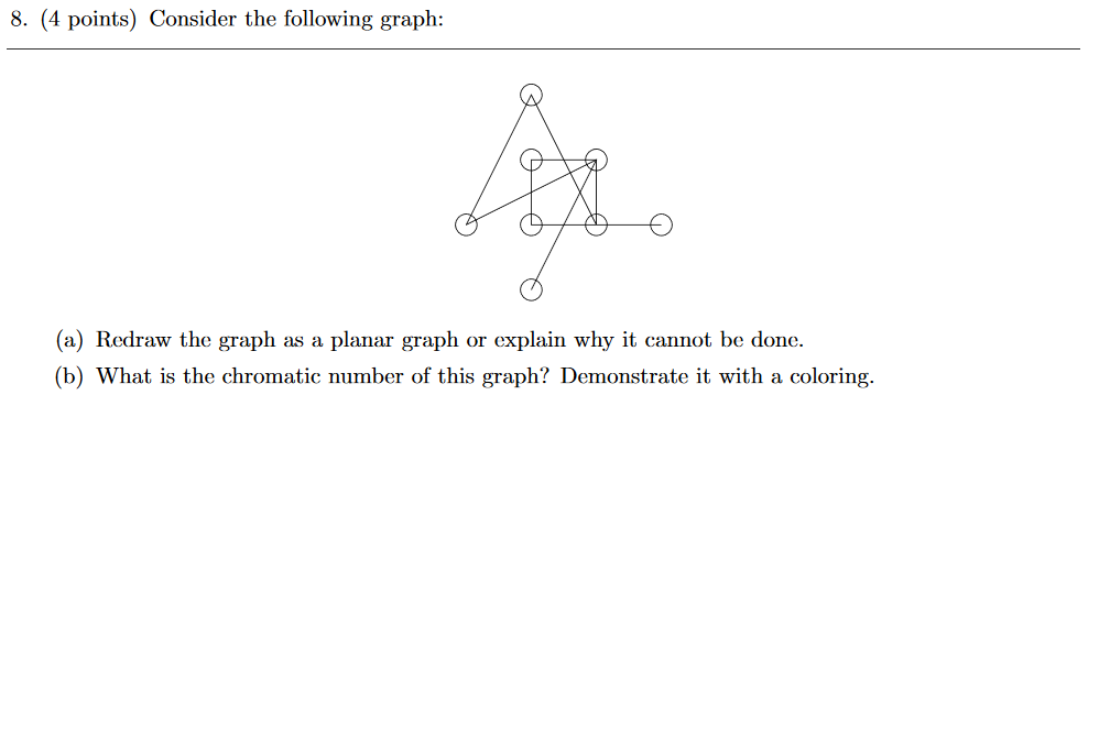 Solved 8. (4 points) Consider the following graph: (a) | Chegg.com