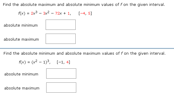 Solved Find the absolute maximum and absolute minimum values | Chegg.com