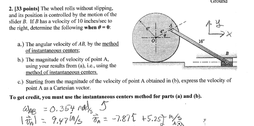 Solved The wheel roll without slipping, and its position is | Chegg.com