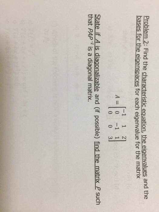 Solved Find The Characteristic Equation The Eigenvalues And