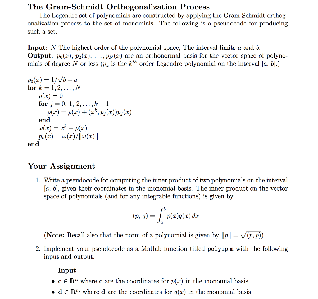 The Gram-Schmidt Orthogonalization Process The | Chegg.com